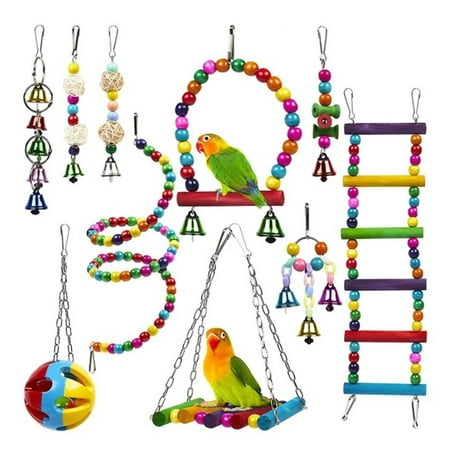 Qianli 10 Pieces Bird Toys - Color Climbing Toys, Swings, Ladders ...