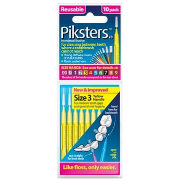 Piksters Interdental Brushes, Reusable, Assorted Sizes 00-6, Pack of 8 ...