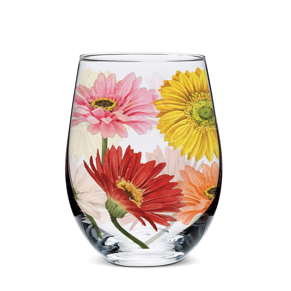 Gerbera Daisy Stemless Wine Glass