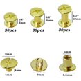 90 Sets Chicago Screws 3 Size 1/4,3/8,1/2in Brass Plated Screw Posts ...