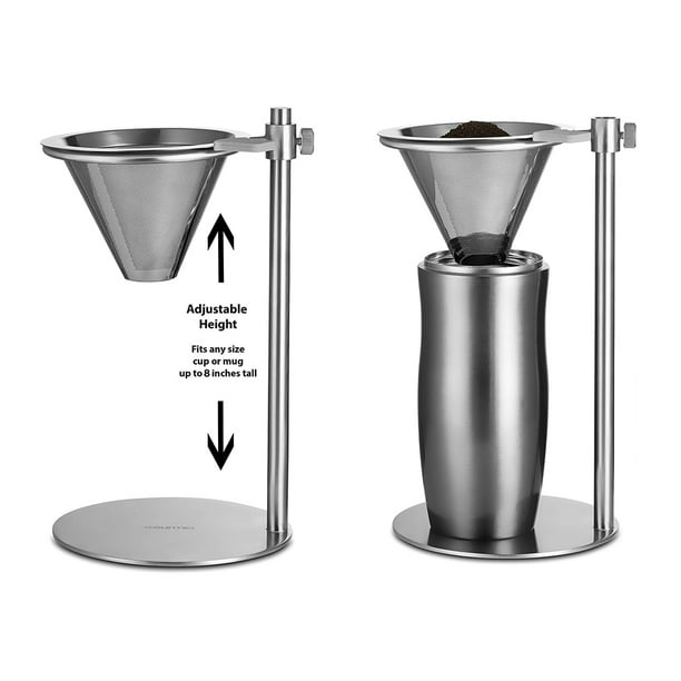 Adjustable Stainless Steel Coffee Stand with Double Filter Freestanding ...