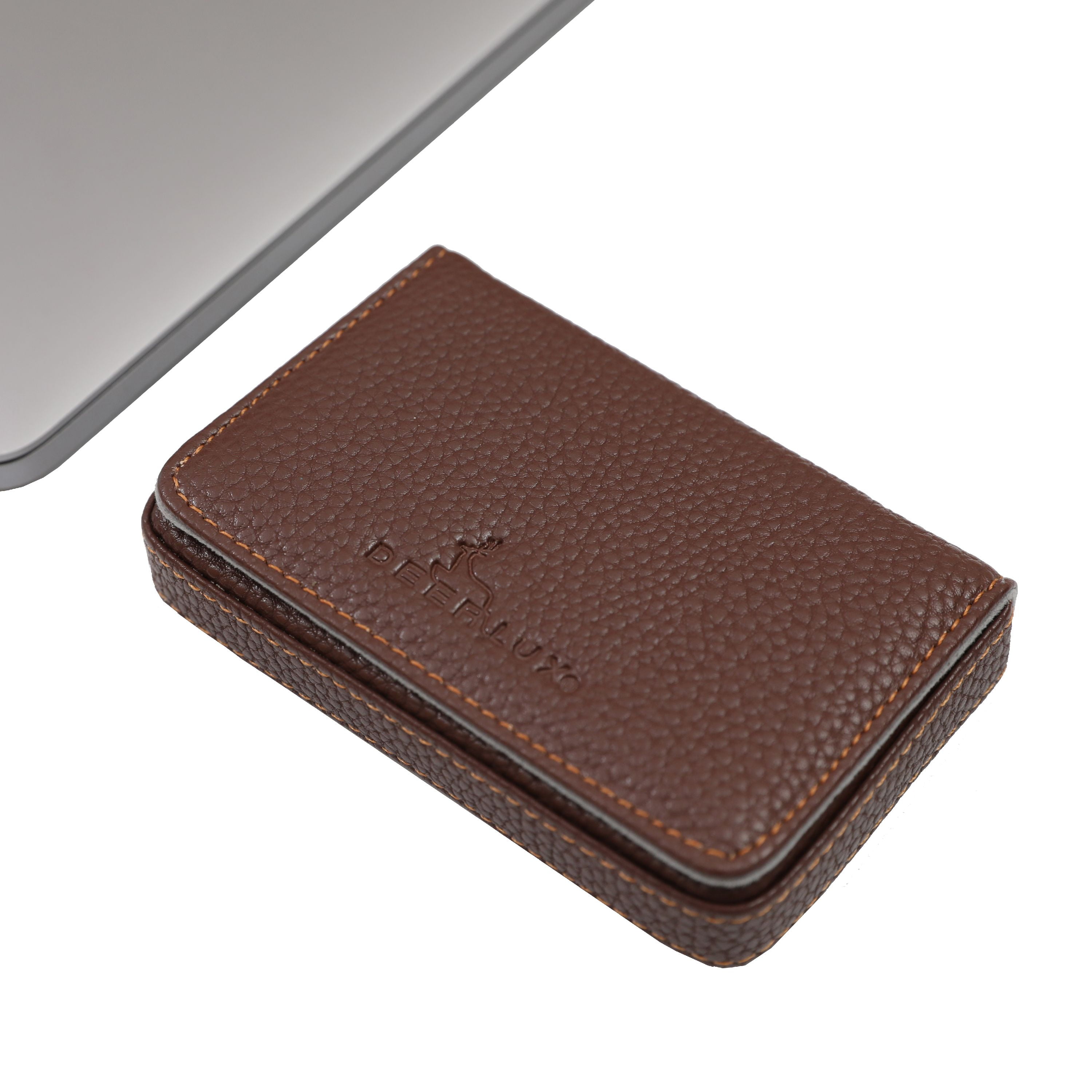 Brown Leather Card Case Small Leather Wallet Card Holder With Magnetic brown-leather-card-case-small-leather-wallet-card-holder-with-magnetic