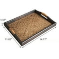 Mehoom 2-Piece Rectangular Wood and Rattan Serving Tray Set, Decorative ...