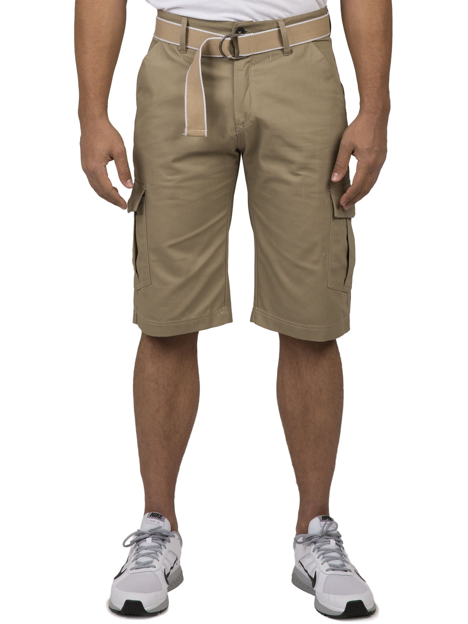 Vibes Men Belted Canvas Cargo Shorts 13" Inseam Khaki Male Size 38 ...