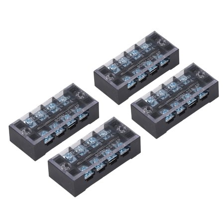 Screw Clamp Terminal Blocks Strip,4pcs Wire Barrier Block Dual Rows ...