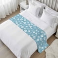 Blue Paw Print Bed Runner King Size Modern Classic Blue White Animal ...