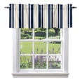 Deep Blue Khaki Stripe Valances for Windows,Kitchen Valance Rod Pocket ...