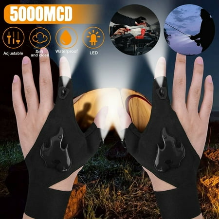 LED Flashlight Gloves,2 Pack Rechargeable Hands Free Light Gloves ...
