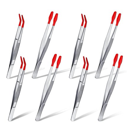 Symkmb 8 Pieces Tweezers with Rubber PVC Silicone Coated Non Marring ...