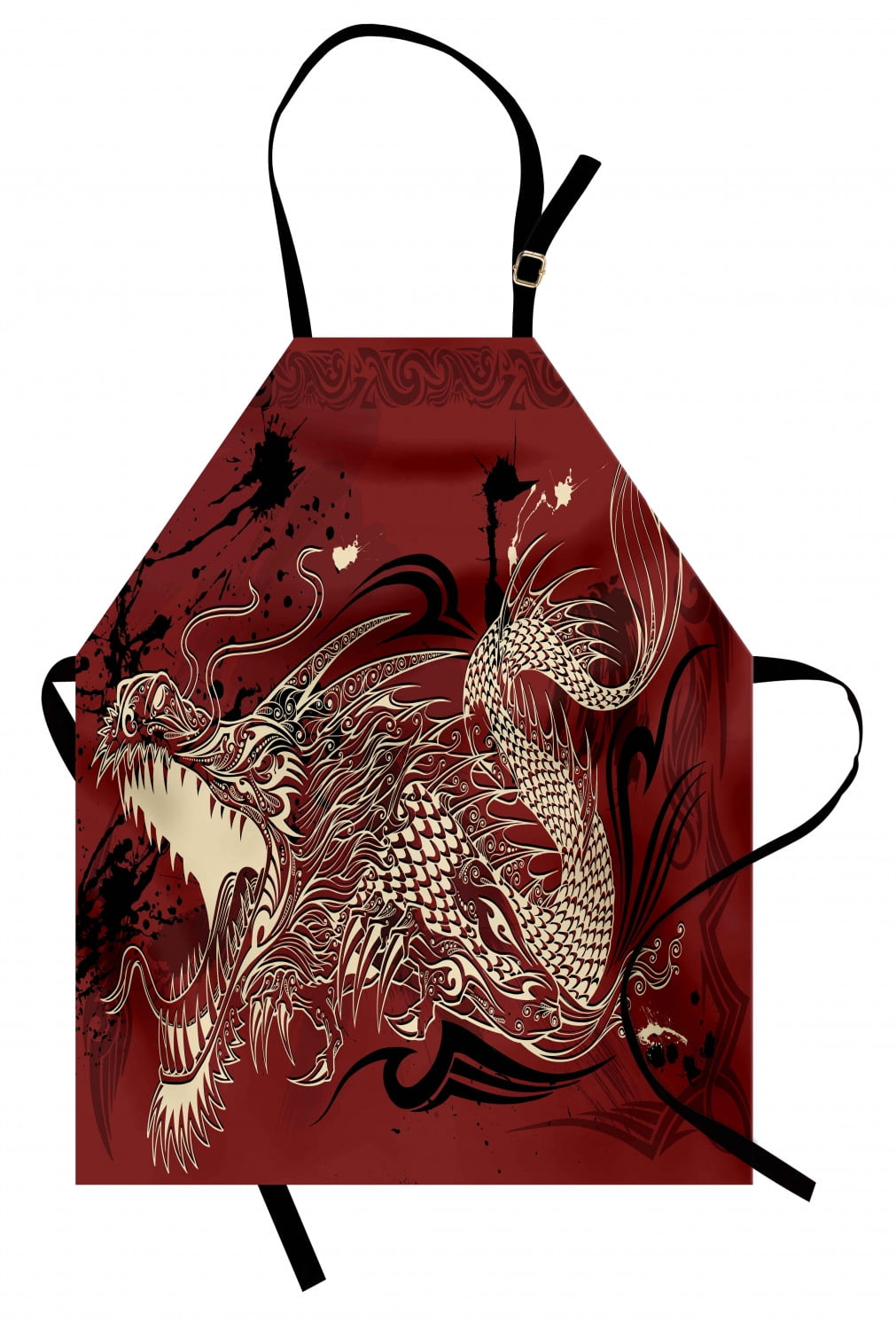 Dragon Apron Angry Dragon Doodle on Grunge Background Japanese ...
