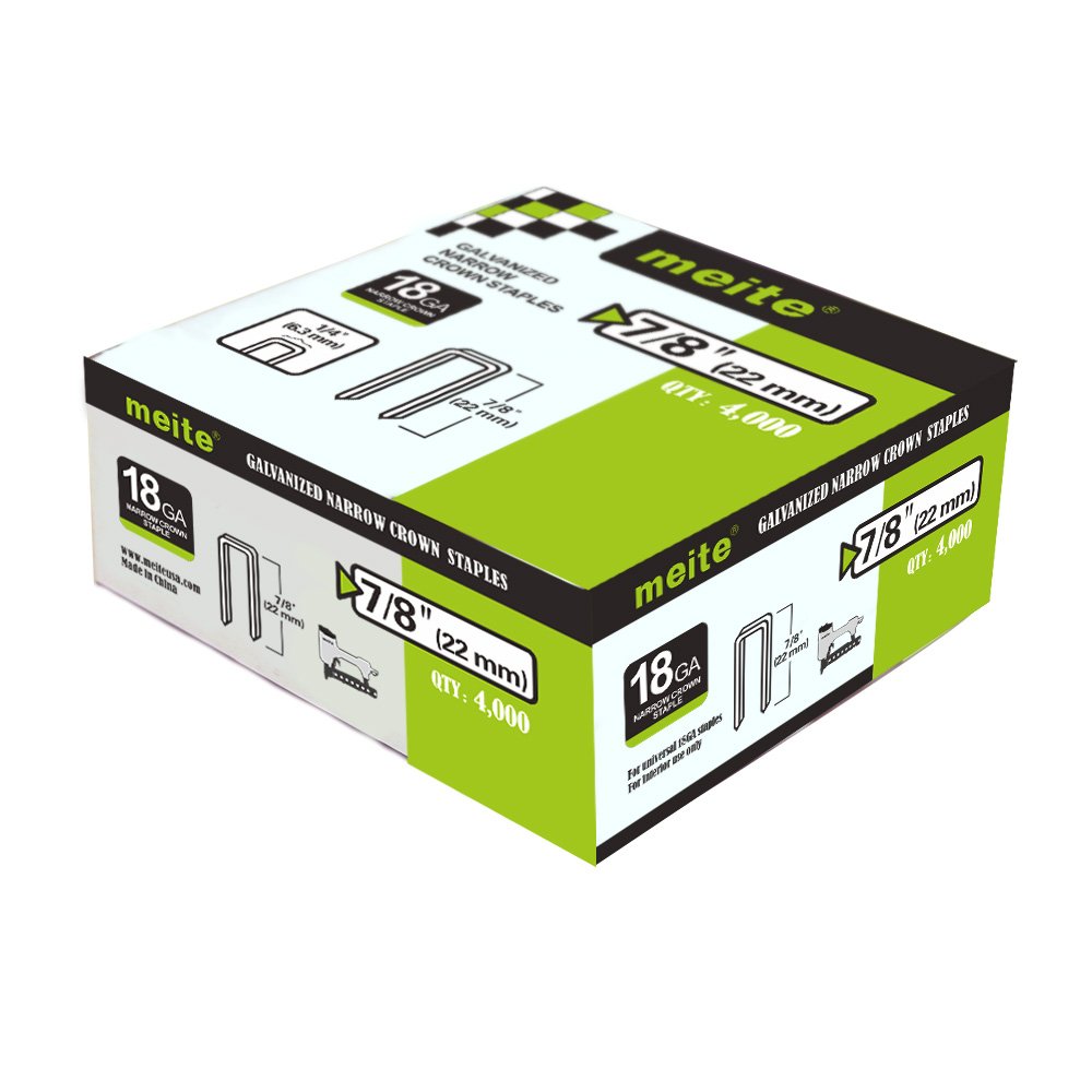 Meite 18 Gauge 1 4 inch Crown 7 8 inch Length Narrow Crown Staples