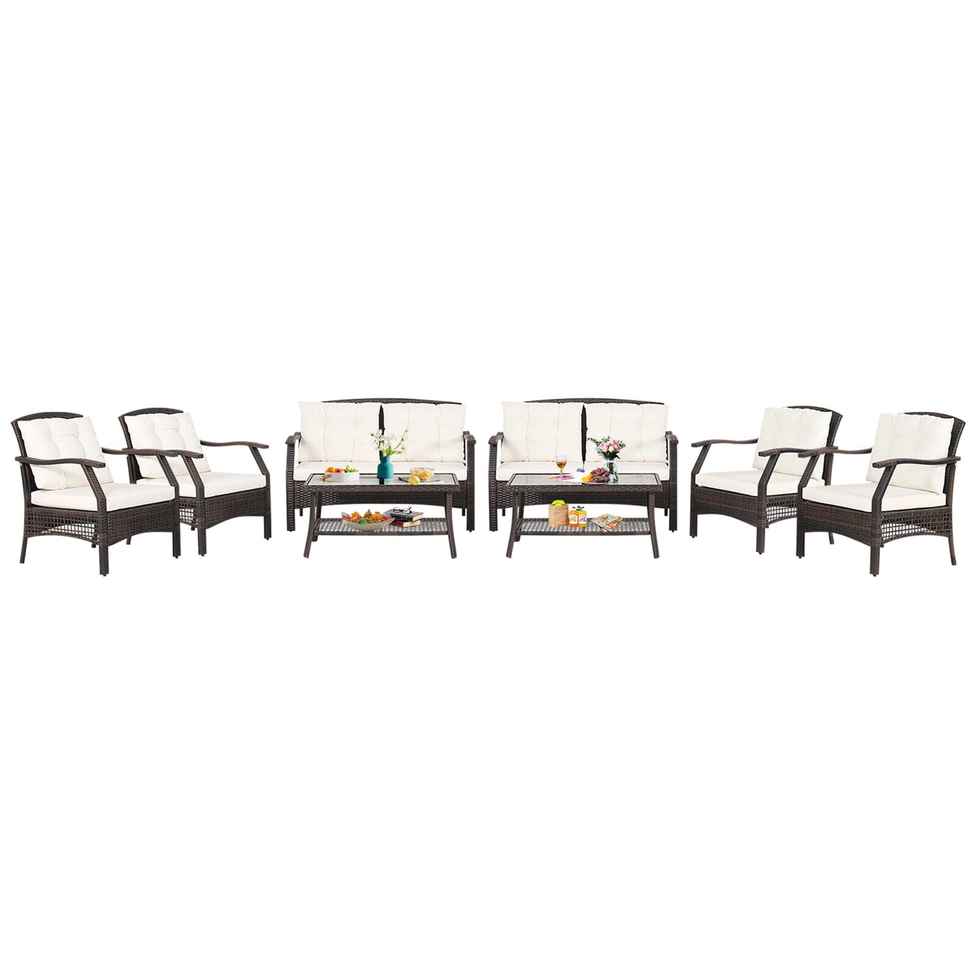 Click here for Gymax 8pcs Rattan Patio Conversation Furniture Set... prices