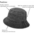 Bucket Hat, Wide Brim Washed Denim Cotton Outdoor Sun Hat Flat Top Cap ...