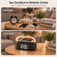 Black 6-in-1 Bedside Alarm Clock with Wireless Charging, FM Radio, and ...