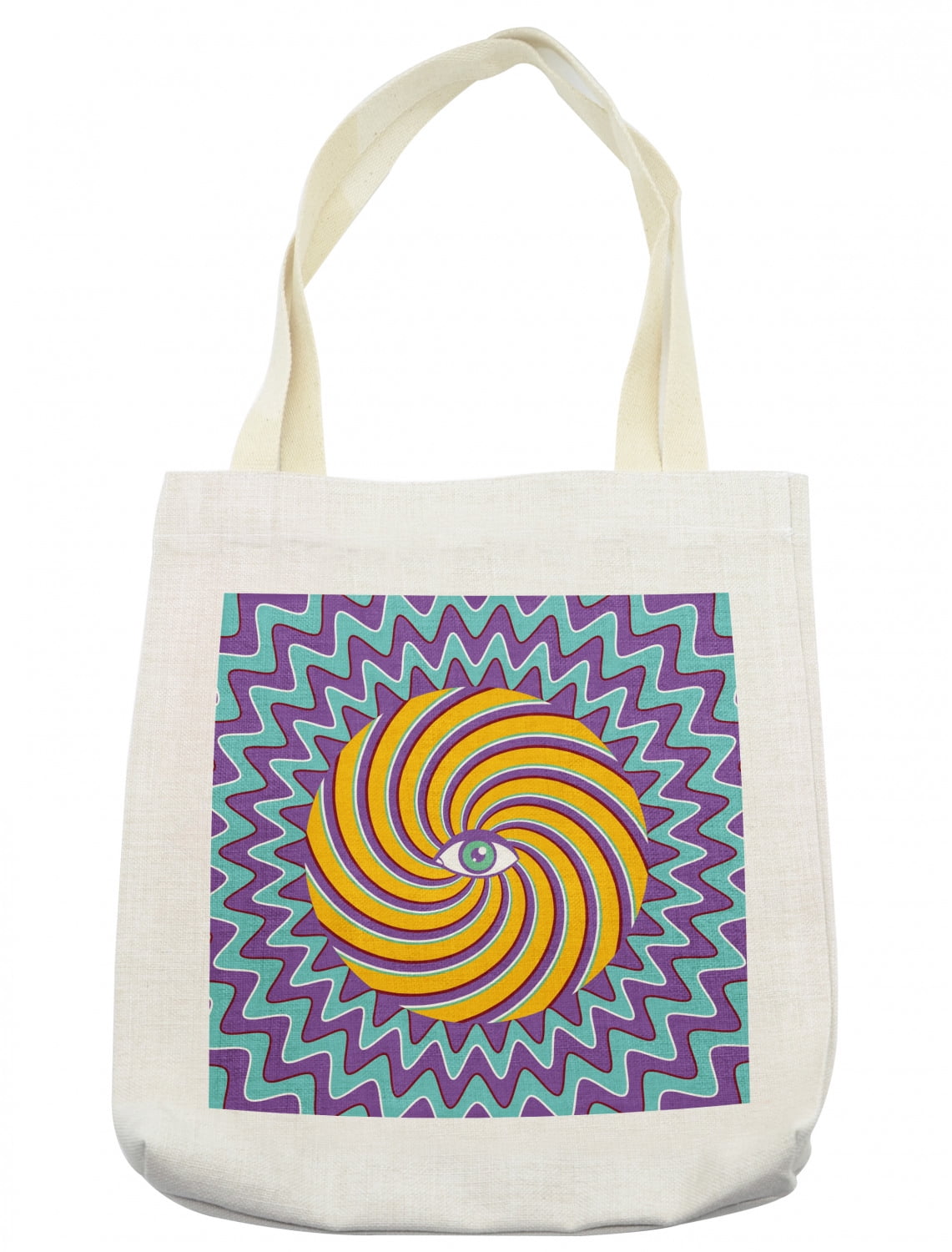 Vintage Tote Bag, Third Eye Inside Hypnotic Spiral Circles Trippy Lines ...