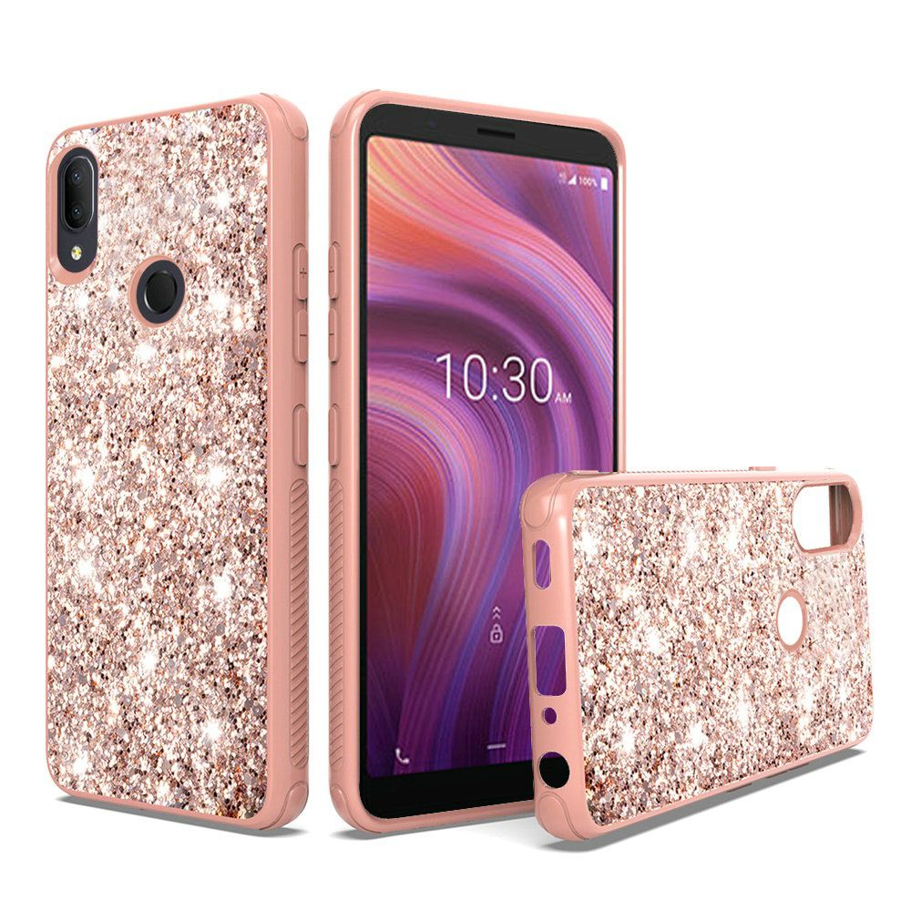 GSA Glitter Bling Hybrid Case for Alcatel 3V(2019) - Rose Gold ...