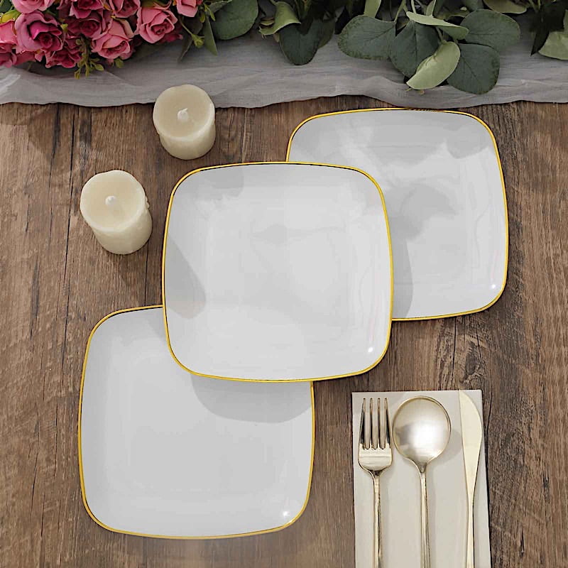 BalsaCircle 10 Square White 7" Disposable Salad Dinner Plastic Plates ...