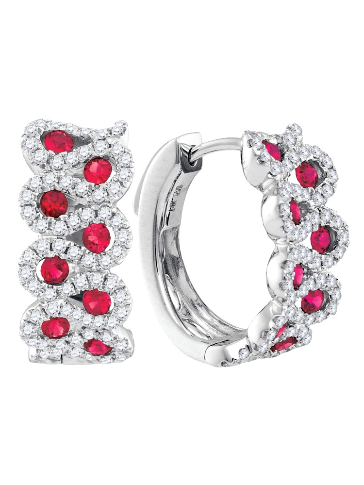 0.70ctw Diamond 0.81ctw Ruby Hoops - Walmart.com