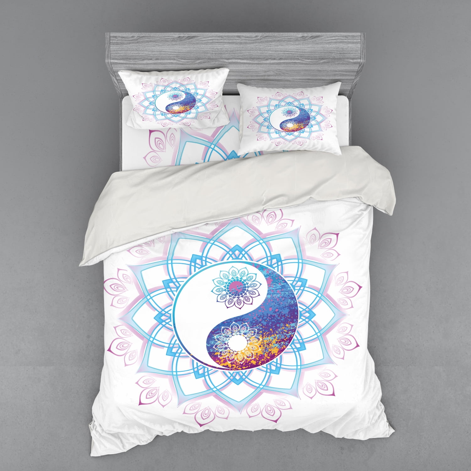 Ambesonne Ethnic Bedding Set 4 Pcs, Yin Yang Swirls, Queen, Purple and ...