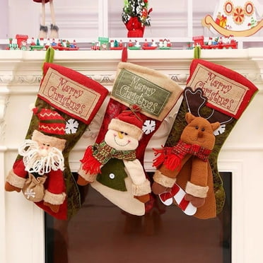 Christmas Stockings, 18" Big 3D Embroidered Family Burlap Xmas ...