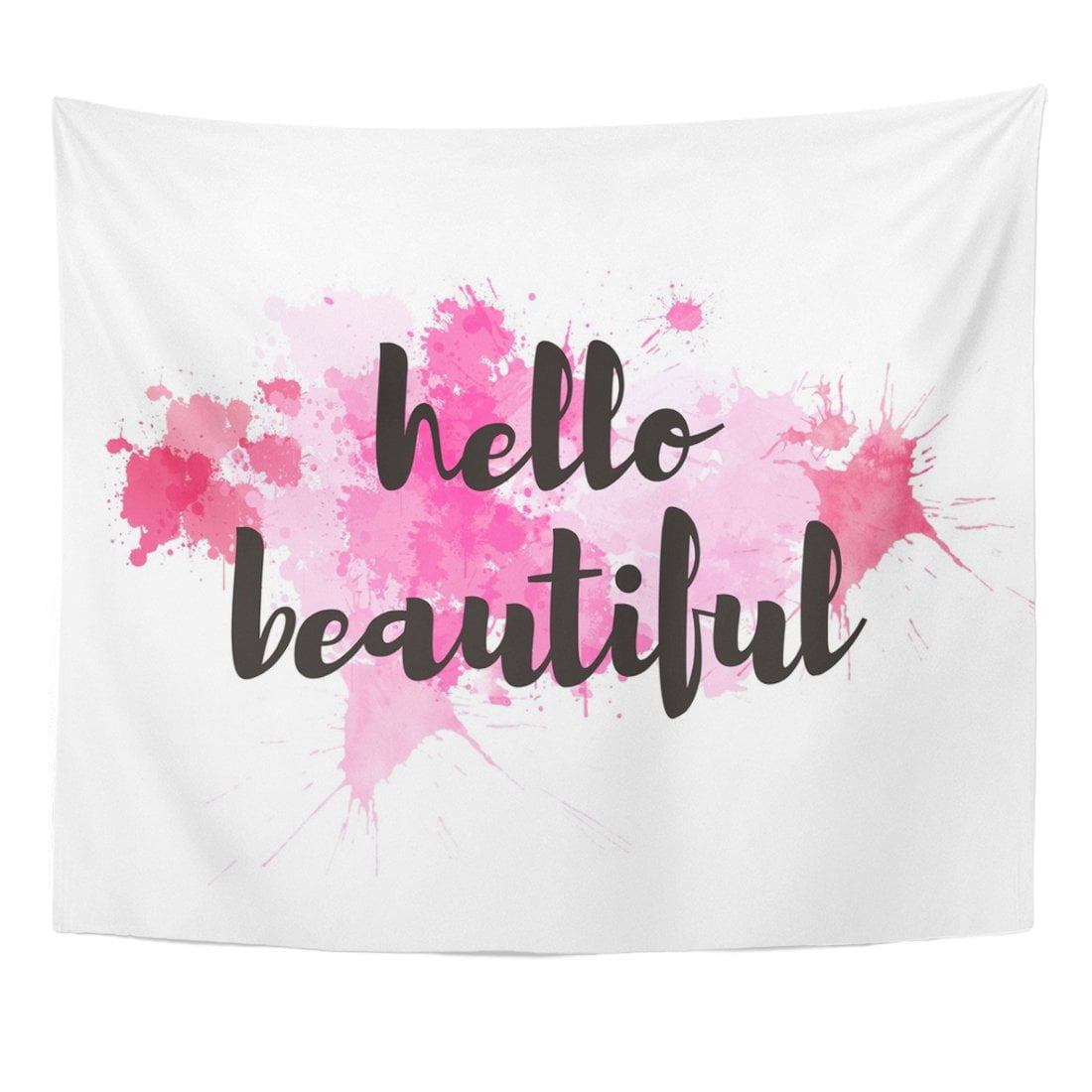 ZEALGNED Pink Clip Hello Beautiful Inspirational Quote Watercolor ...