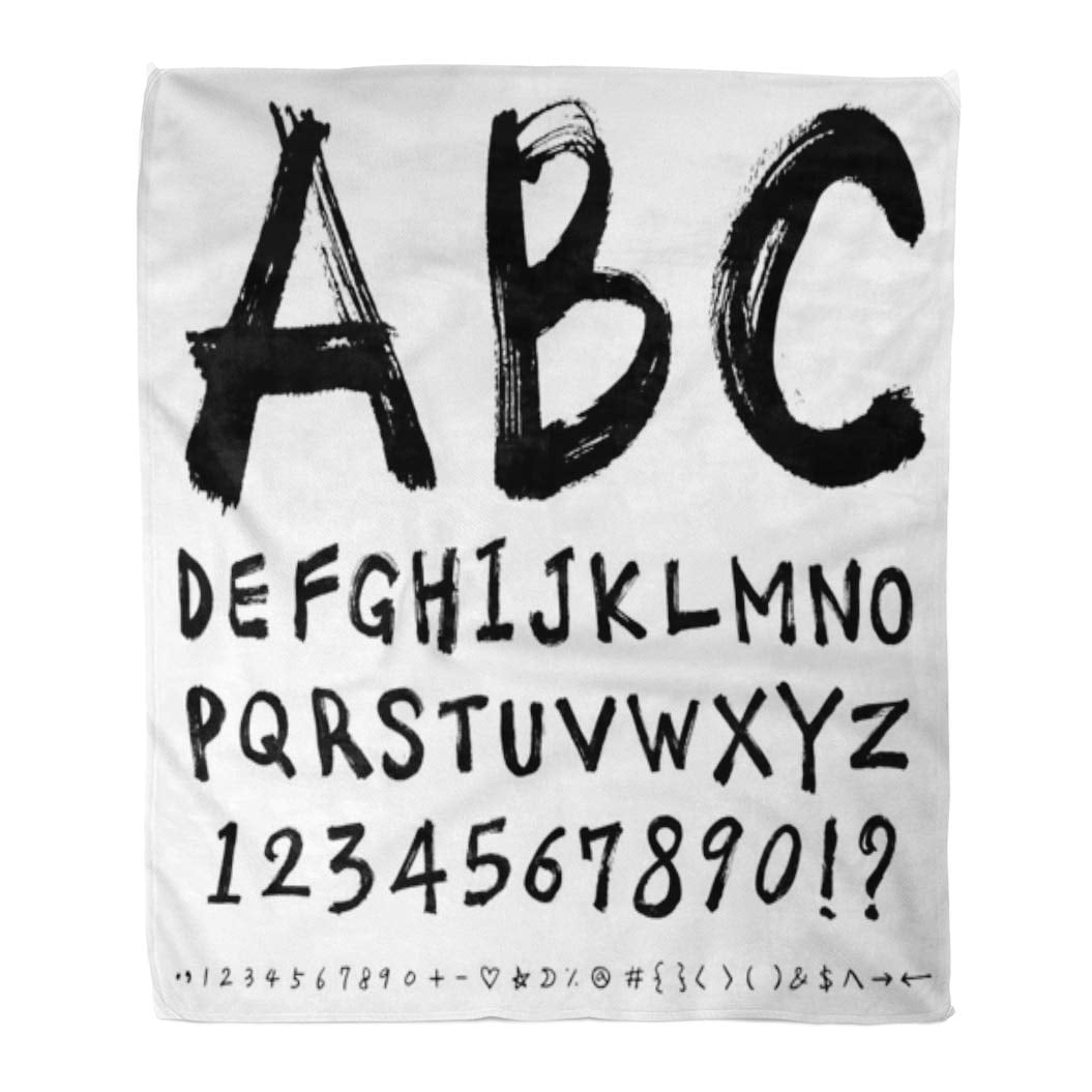 LADDKE Flannel Throw Blanket Brush Alphabet and Number Stamp Graffiti ...