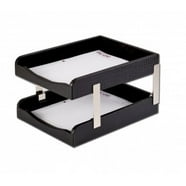 Classic Black Leather Front-load Letter Trays with Gold Stacking Posts ...