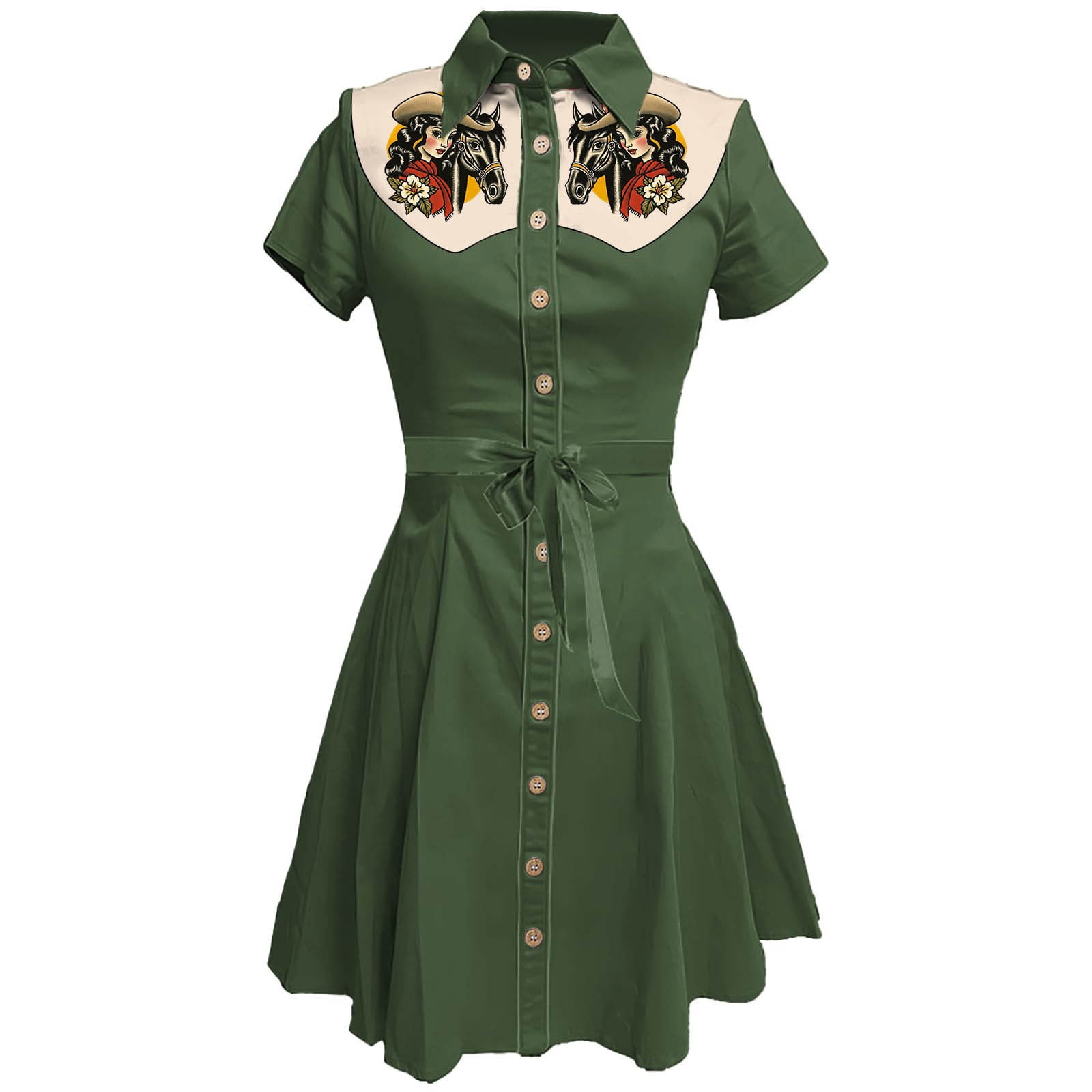 Click here for Wdgfv Vintage Western Flower Printed Shirt Dress W... prices