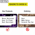 2D Flat, Purple Butterfly Swirl Car License Plate Frame - Chrome Metal ...