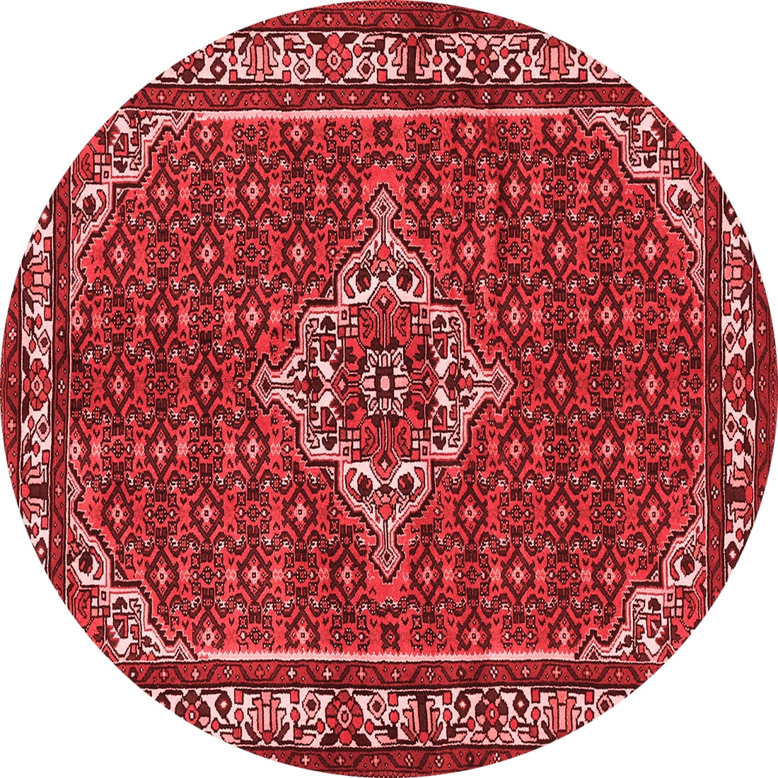 Ahgly Company Indoor Round Medallion Red Traditional Area Rugs, 6 ...