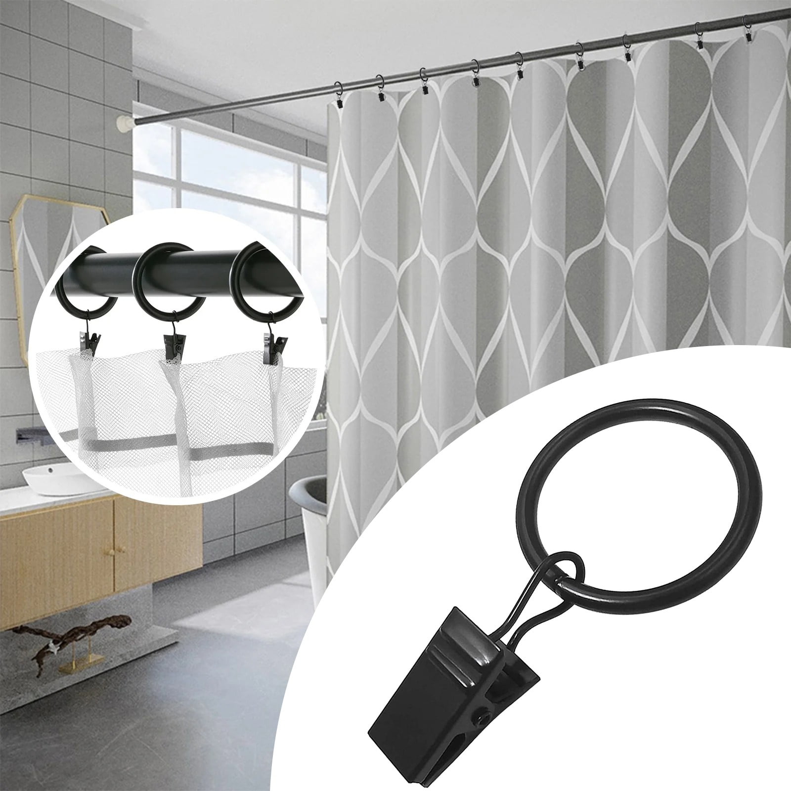 Heavy Duty Fixing Clip For Curtain Rings Hanger Sturdy Steel Curtain ...