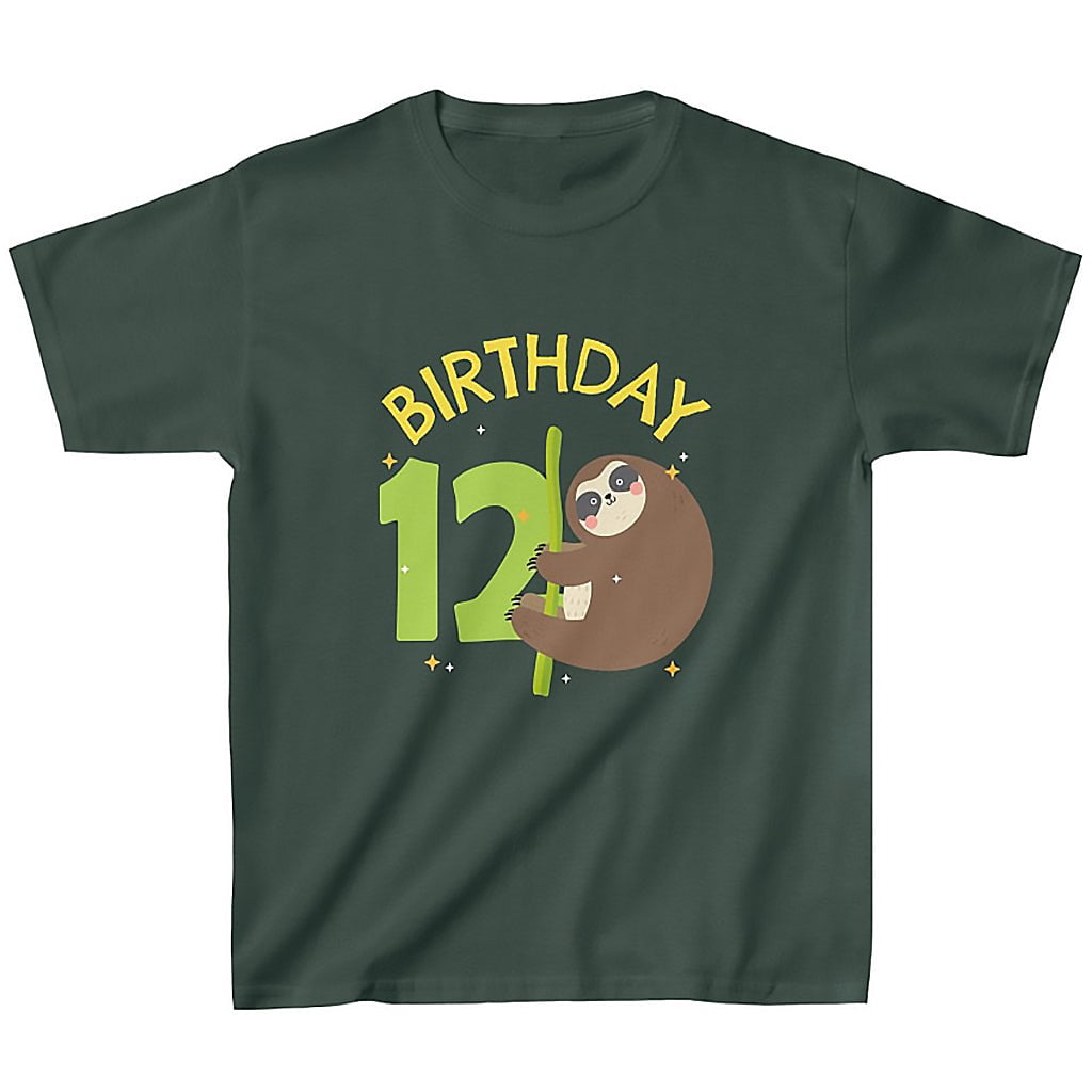 12 Year Old Birthday Boy Shirt Sloth 12th Birthday Outfit Boys Birthday ...
