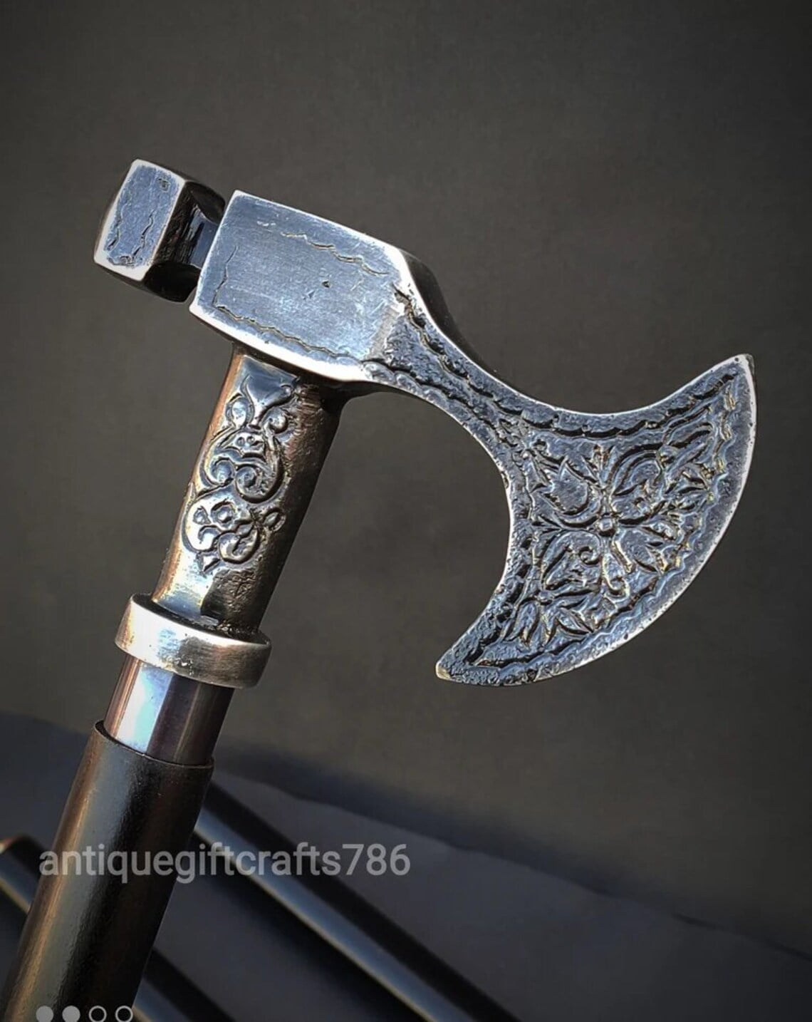 Premium Walking Stick Beautiful Antique Plated Solid Axe Handle Perfect ...