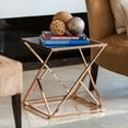 Danya B. HA15708 Square Rose Gold End Table with Black Glasstop ...