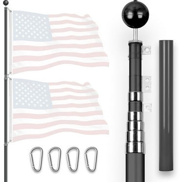 Anley 10Ft Telescopic Flagpole - Retractable Fiberglass Outdoor ...