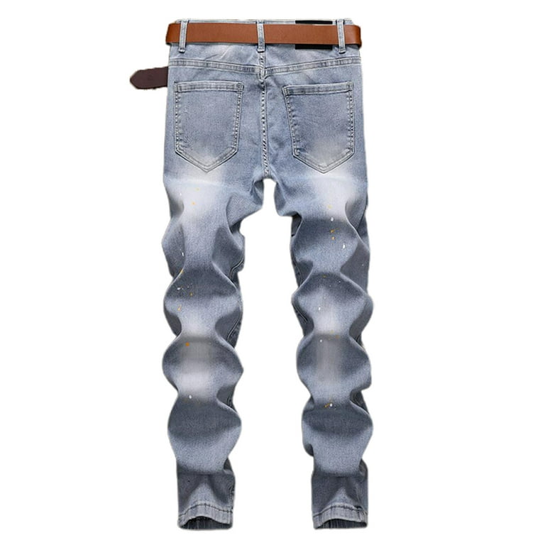 KAMAMEN Men's Ripped Jeans Denim Pants Hip Hop Destroyed KAMAMEN Men's Ripped Jeans Denim Pants Hip Hop Destroyed