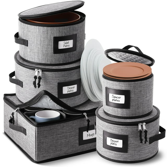 StorageBud 5pc China Dinnerware & Dish Storage Set, Securely Padded ...