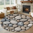 6ft Round Rug Pebble Stone Area Rugs for Living Room Bedroom Washable ...
