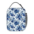 Blue floral pattern Lunch Bag, Insulated Lunch Bag, Portable Lunch Box ...