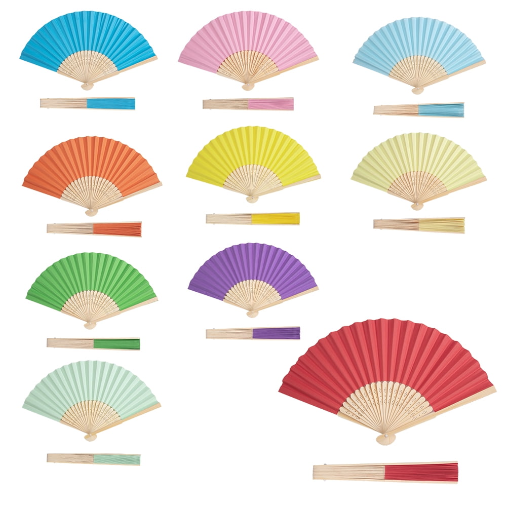SAINSPEED 20 pcs Colorful Paper Fan, Blank Folding Fan, Children's ...