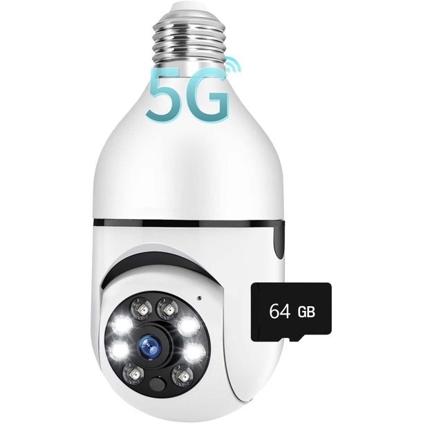 E27 Bulb Camera, 2.4GHz & 5G WiFi Security Camera Wireless Outdoor ...