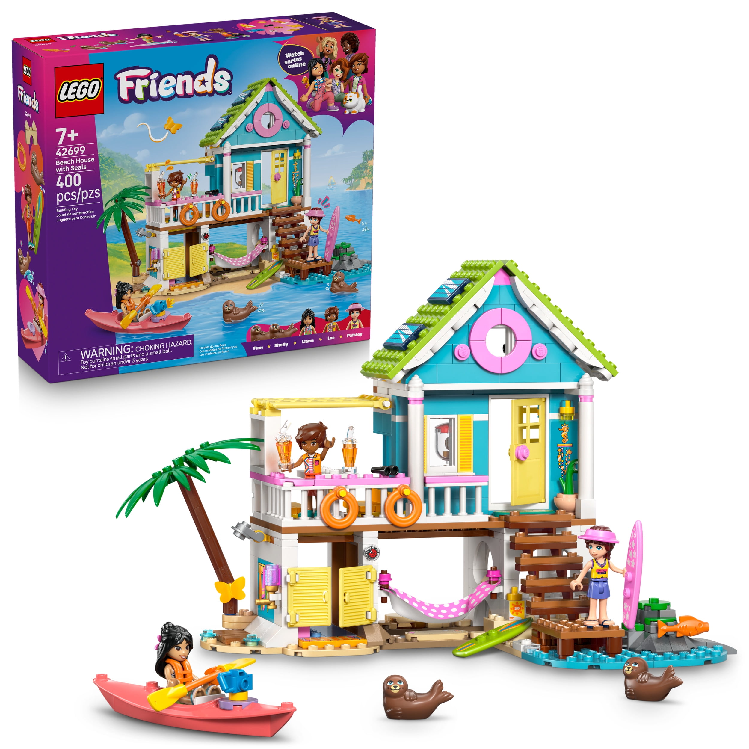 LEGO Friends Beach House with Seals Building Toy for Girls & Boys ...