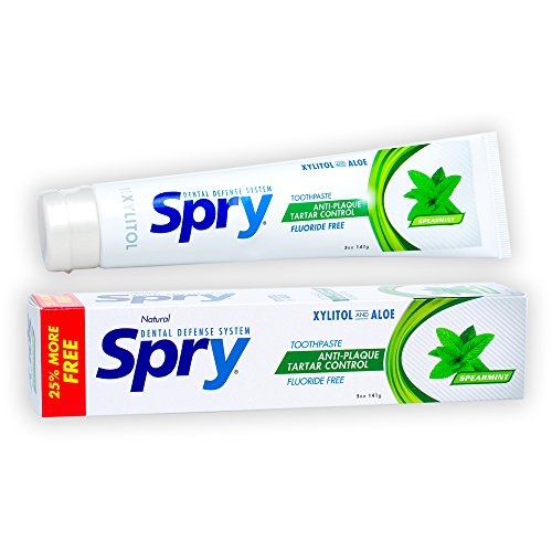 Spry Xylitol Toothpaste, Fluoride-Free, Natural Spearmint, Anti-Plaque ...