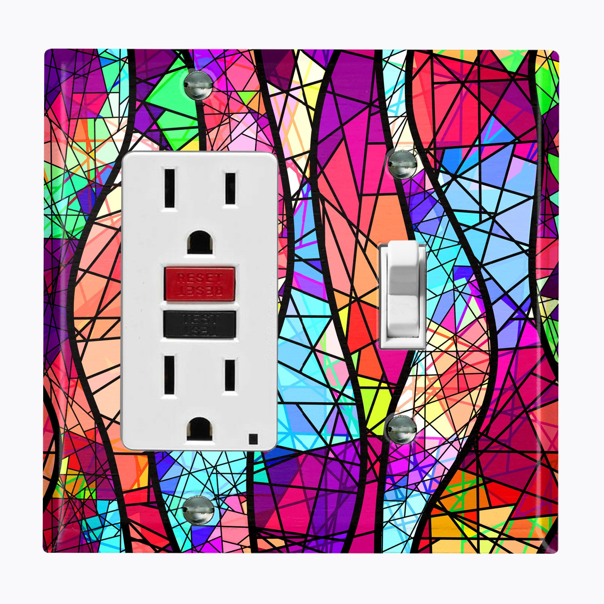 Metal Light Switch Plate Outlet Cover (Stained Glass Window Tile ...