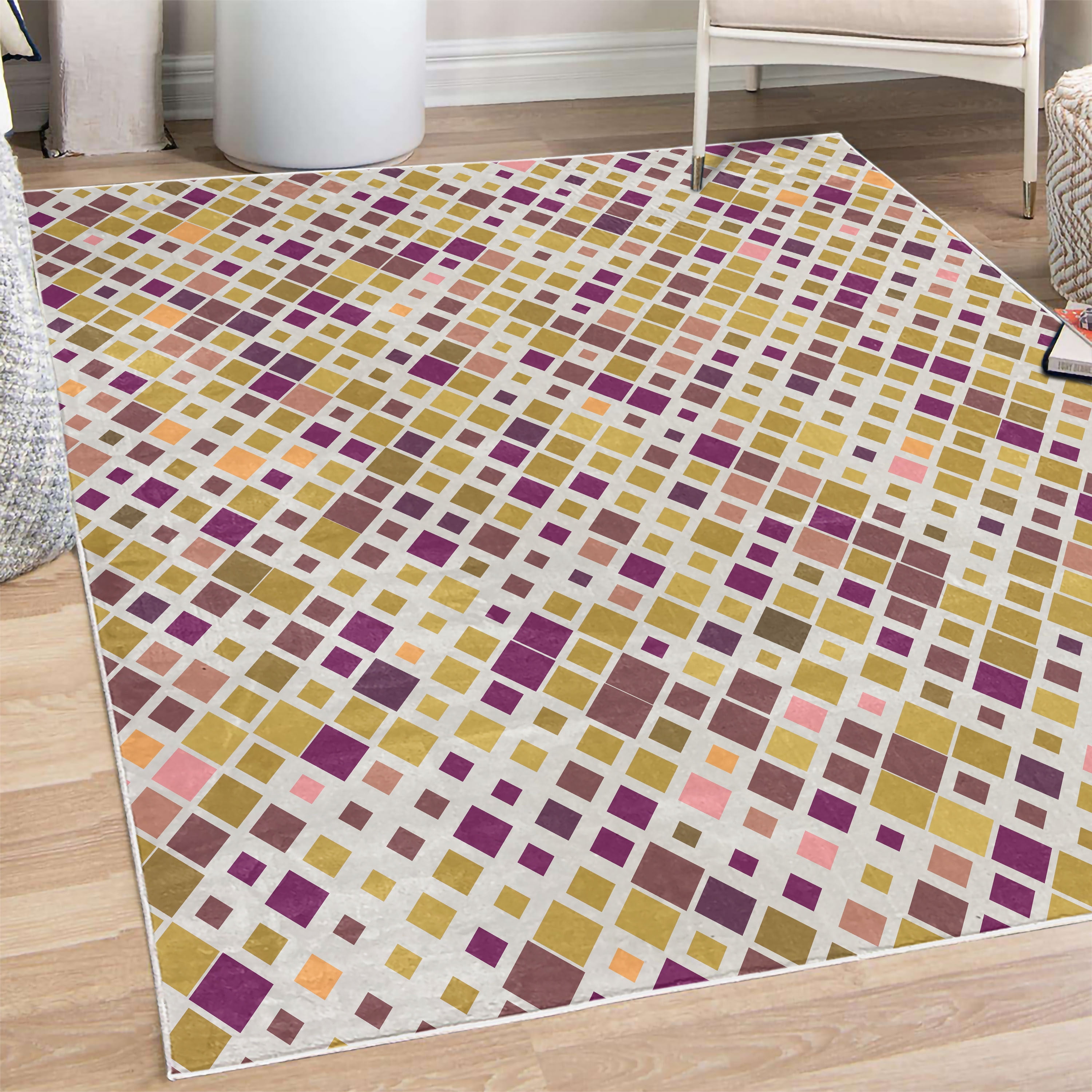 Ethnic Decorative Rug, Retro Mosaic Creative Pattern Square Rhythm ...