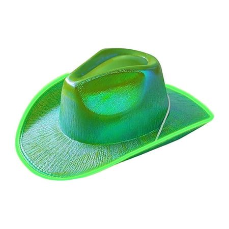 LED Cowboy Hat Photo Props Rave Cap Wide Brim Disco Cap Headgear Light ...