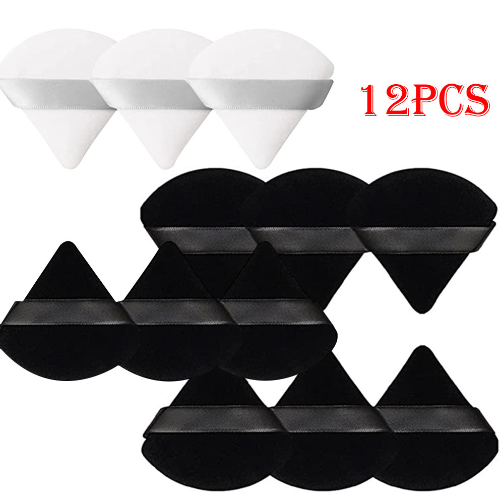 Dicasser 12 Pieces Pure Cotton Powder Puff Face Soft Triangle Makeup ...