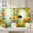 summer bathroom towels A painting of a bee flying over a field of ...