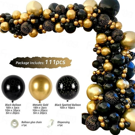 Black Gold Balloon Garland Arch Kit Confetti Latex Balloon 30th 40th ...