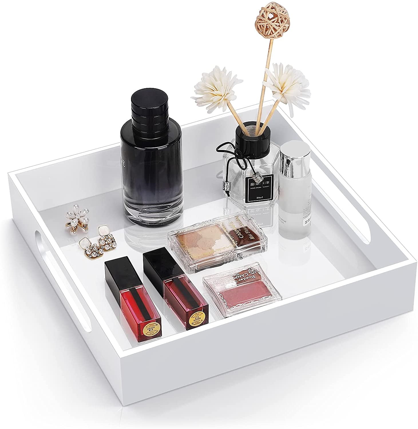 Decorative Coffee Table Tray, 10"x10" Elegant Acrylic S ving Tray with ...